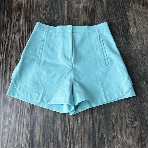 Tibi | Shorts | Tibi Mint Blue Pleated Flap Detailed Shorts | Poshmark
